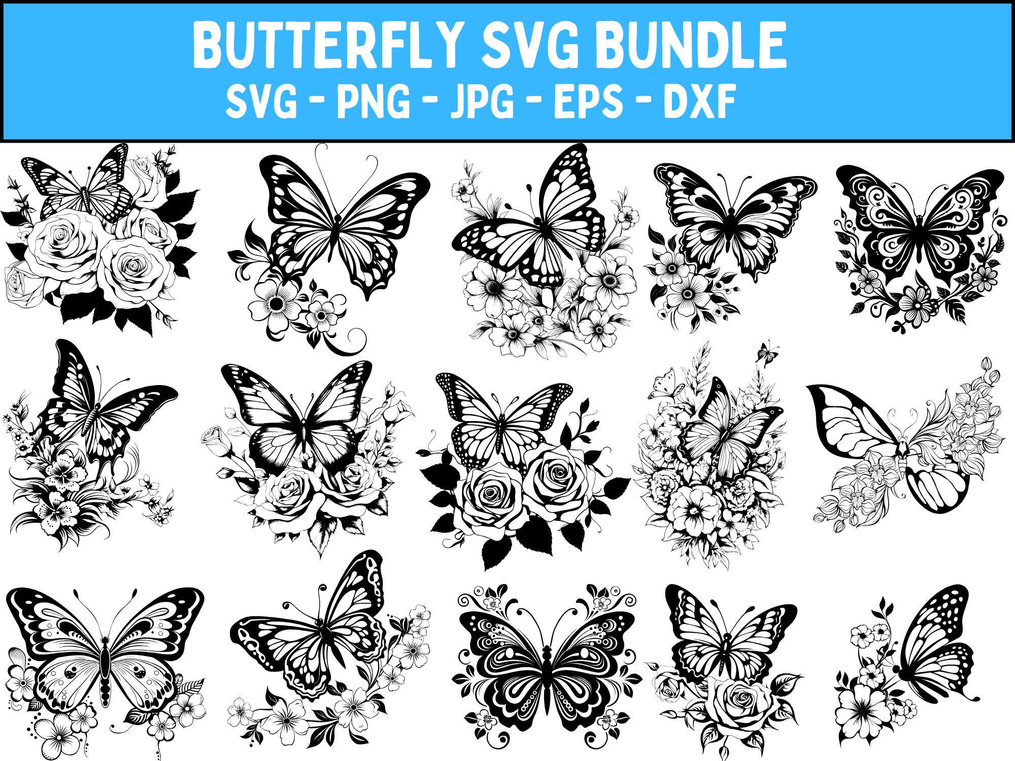 Floral Butterfly SVG Bundle: Cricut & Silhouette Cutting Files - Etsy