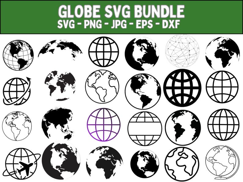 Globe SVG Bundle: World Globe Clipart, Cut Files (digital Download) - Etsy