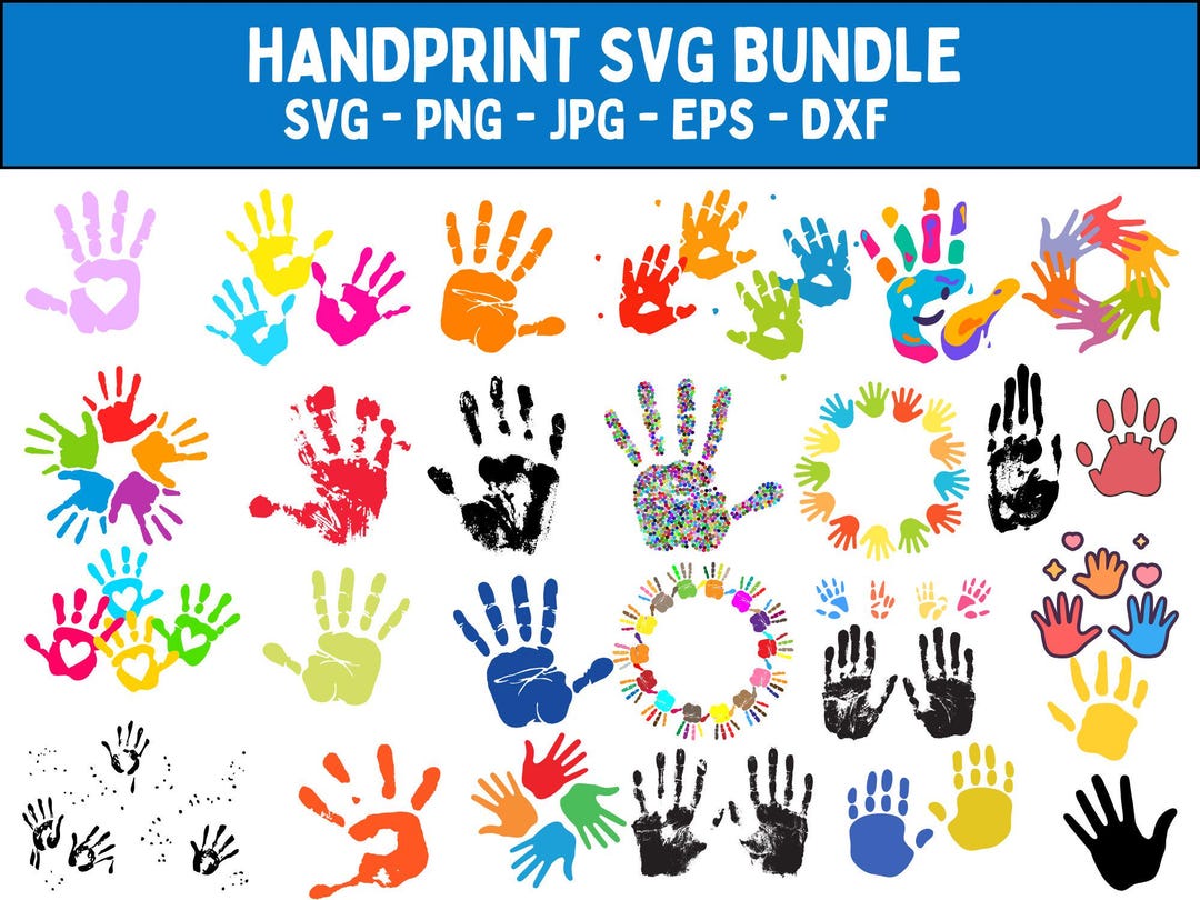 Handprint SVG Bundle, Handprint PNG Bundle, Handprint Clipart ...