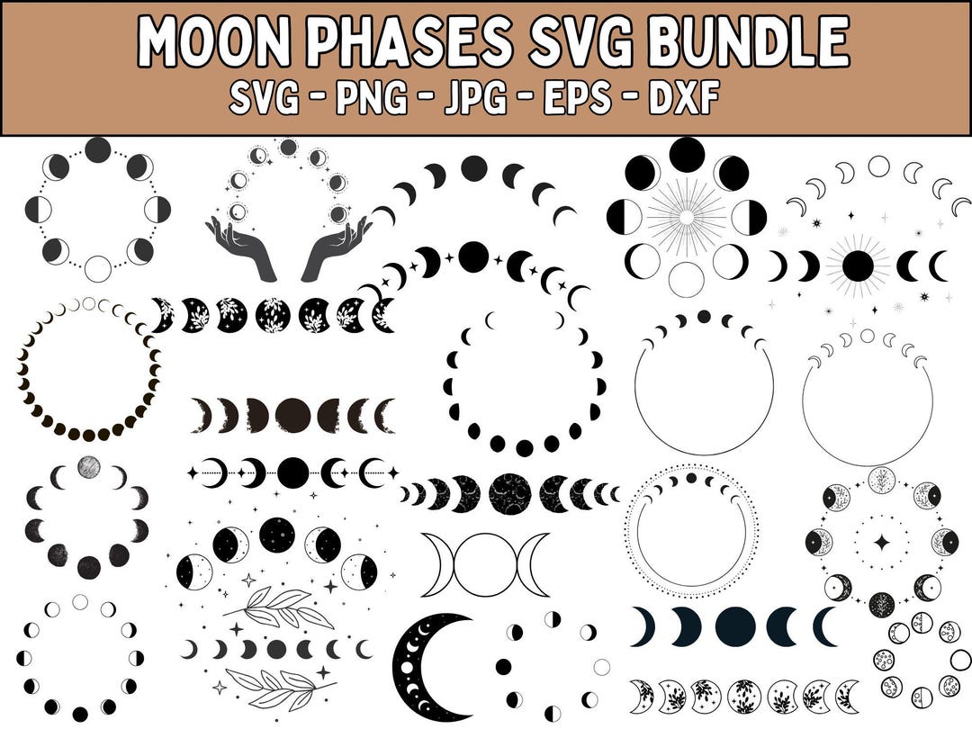 Moon Svg Bundle, Moon Phase SVG Png, Lunar Phases Svg, Moon Phase Clip ...