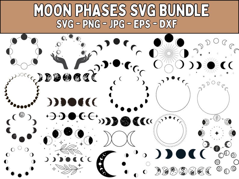 Moon Phase SVG Bundle: Lunar Crescent Clip Art (digital Download) - Etsy