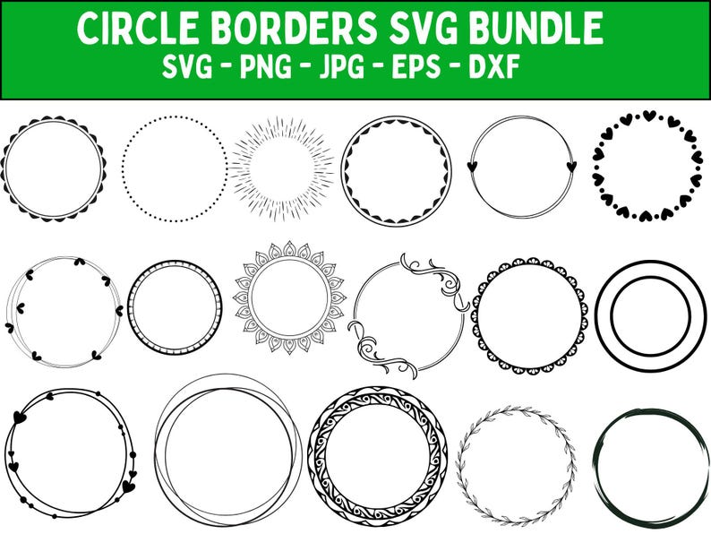 Circle Frame Svg Bundle, Double Circle Frame Svg, Circle Svg, Round Frame Svg, Circle Frame ...