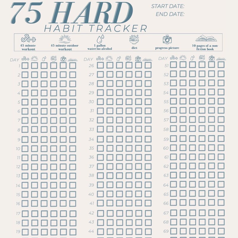 75 Hard Printable - Etsy