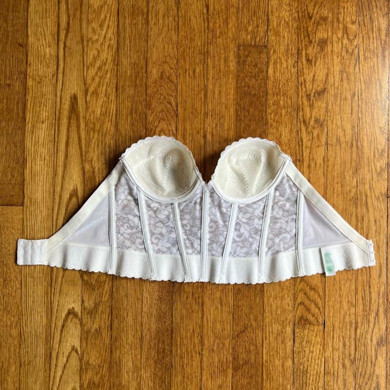 60/70s Vintage Carnival Bustier Corset Bra White Lace… - Gem