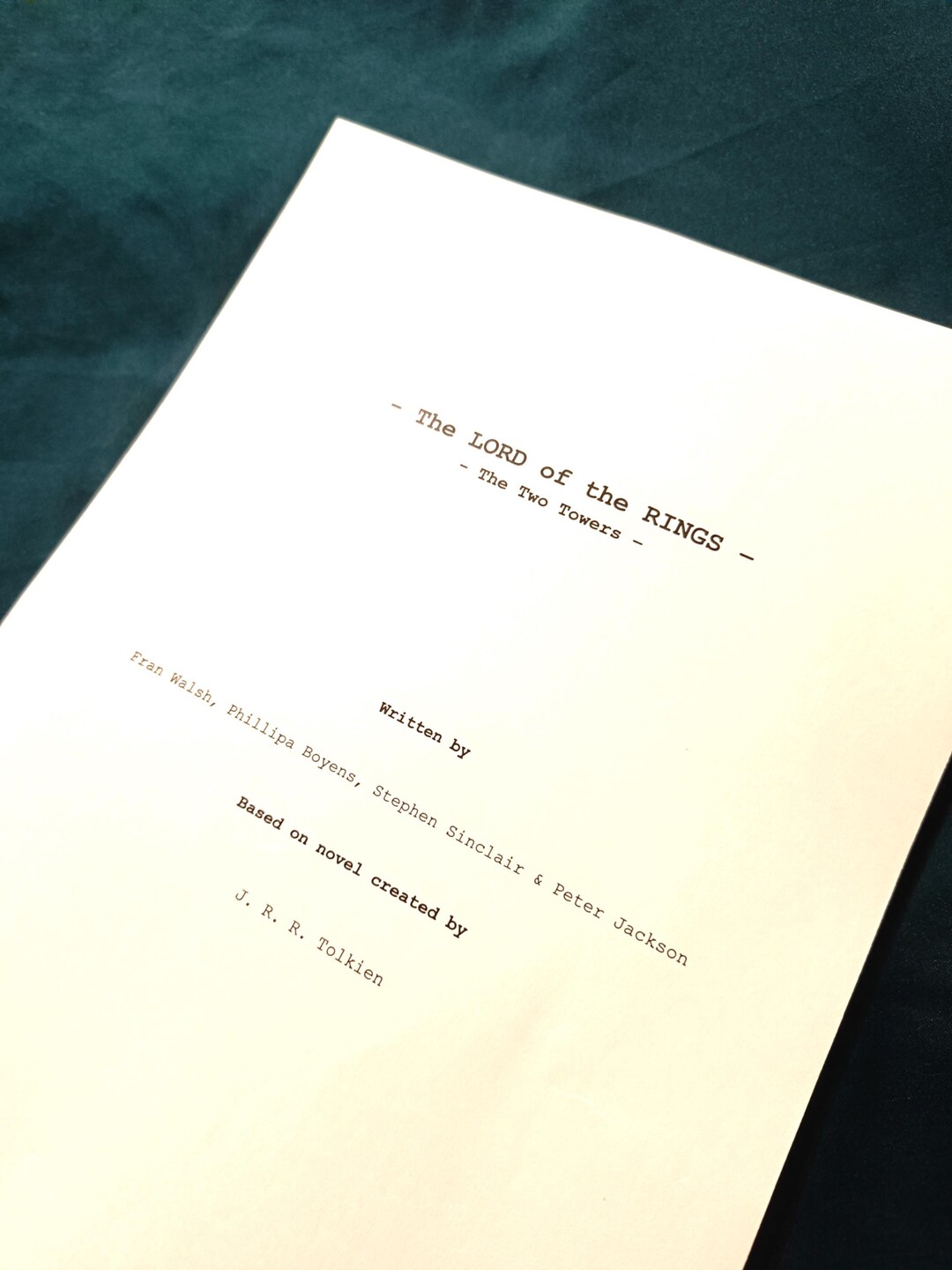 The LORD of the RINGS: the Two Towers Full Screenplay, Movie Script ...