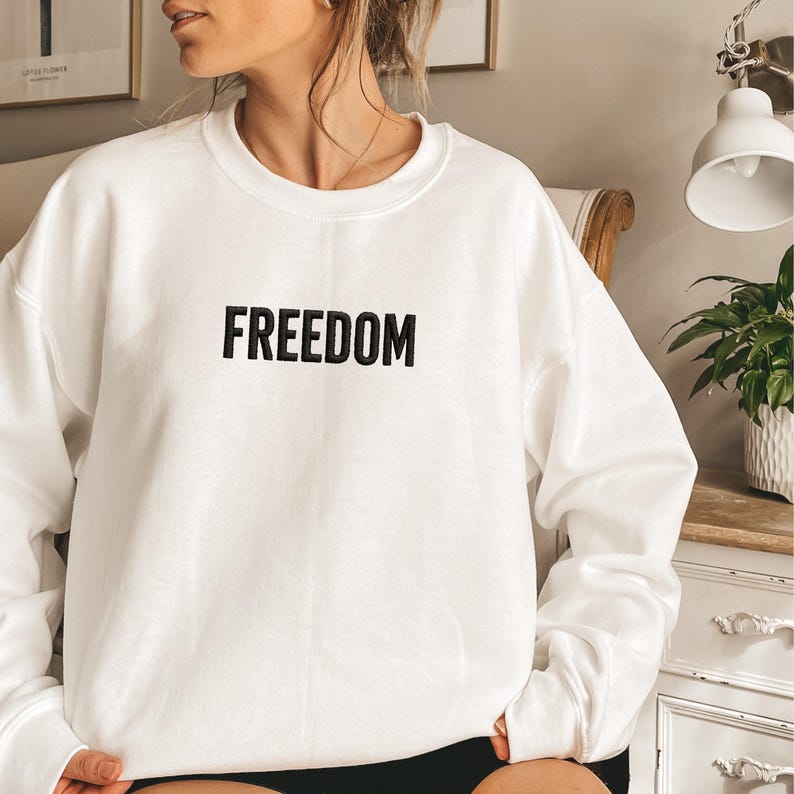 Embroidery Charlie Kirk Freedom Sweatshirt, Christian Faith Crewneck ...