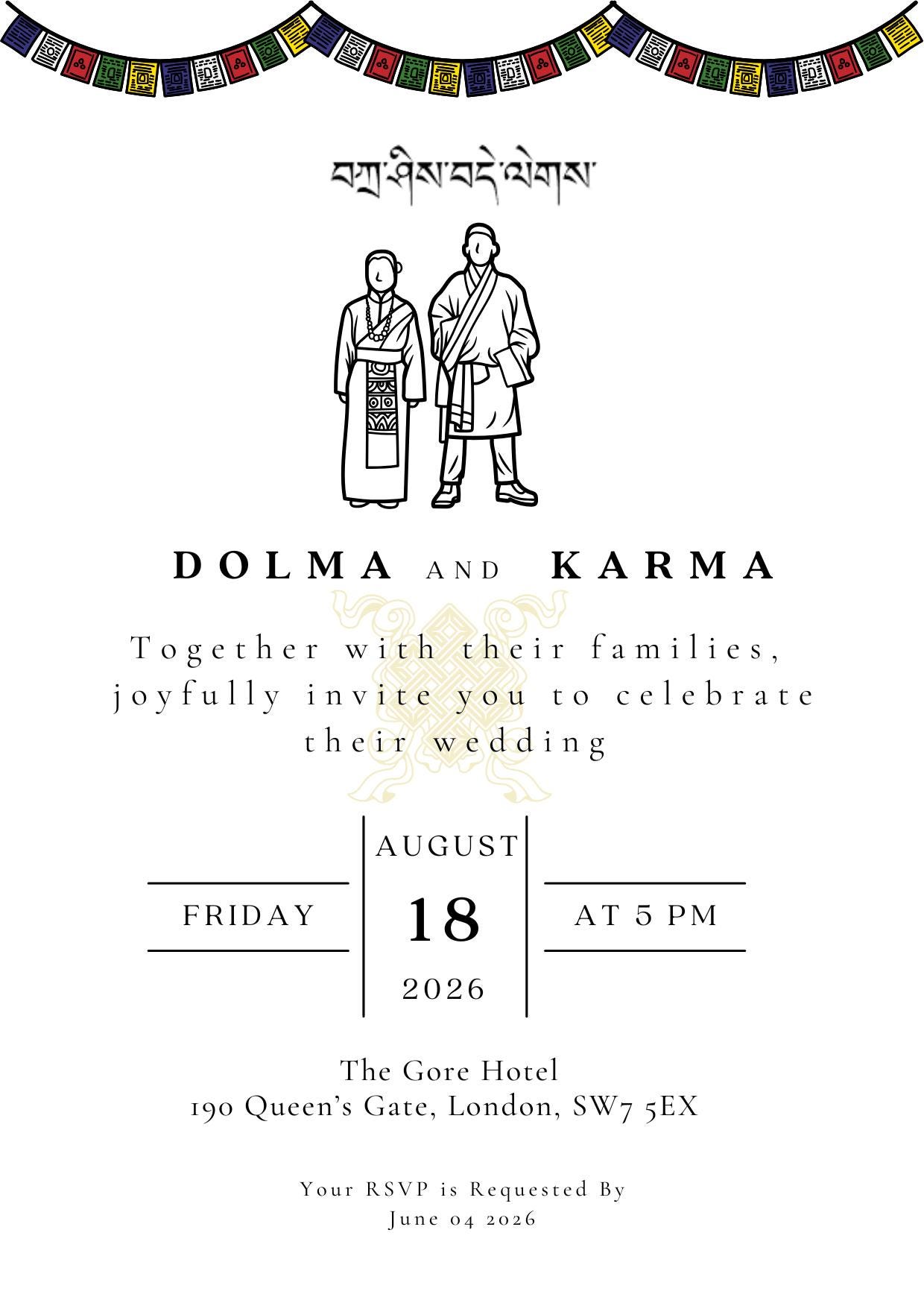 Buddhist, Tibetan, Nepali Wedding Card Invitation Template, Print at ...