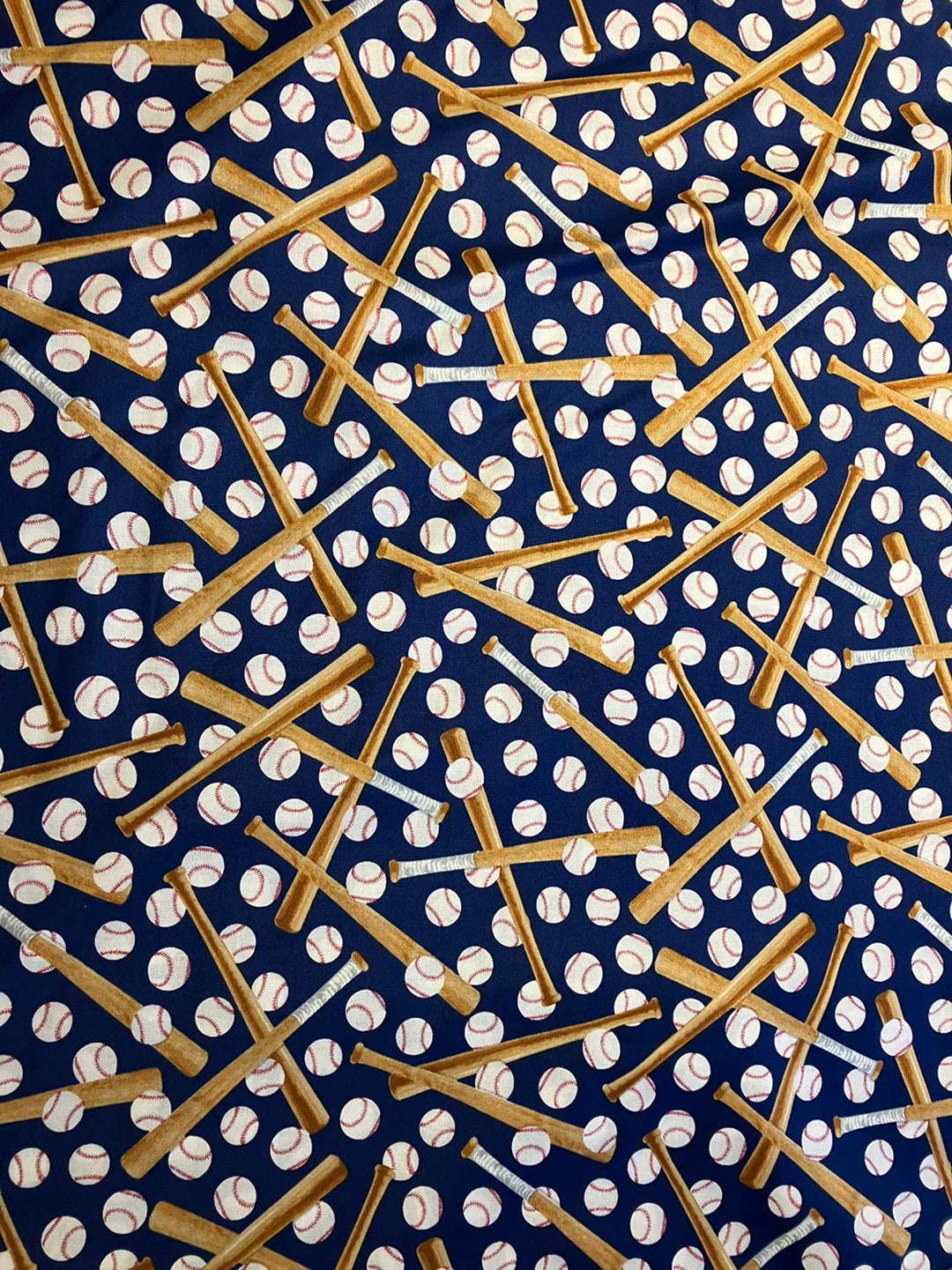 Baseball and Bats Sports Cotton Fabric-quilt Sewing Pillowcase by ...