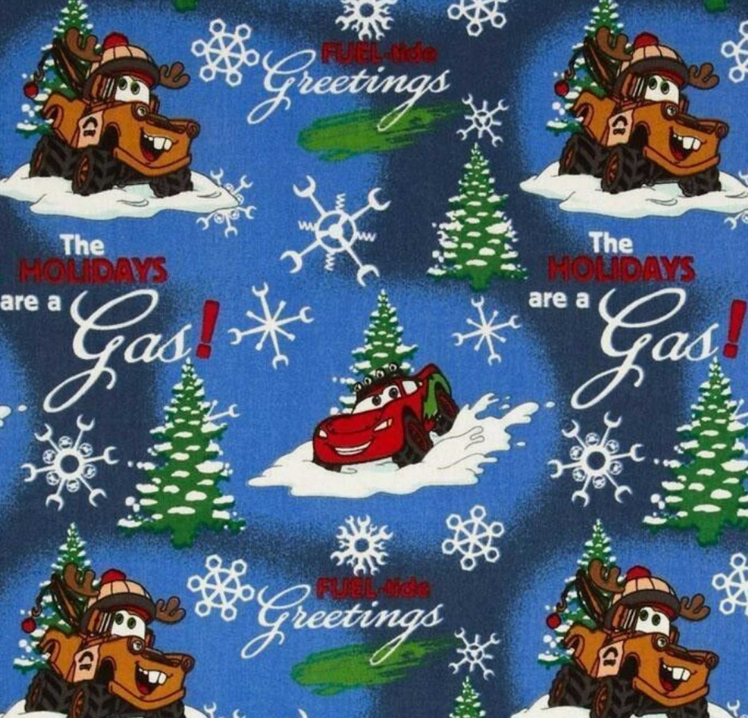 Fuel Tide Greetings Disney Cars Holiday Fabric by Springs - Etsy