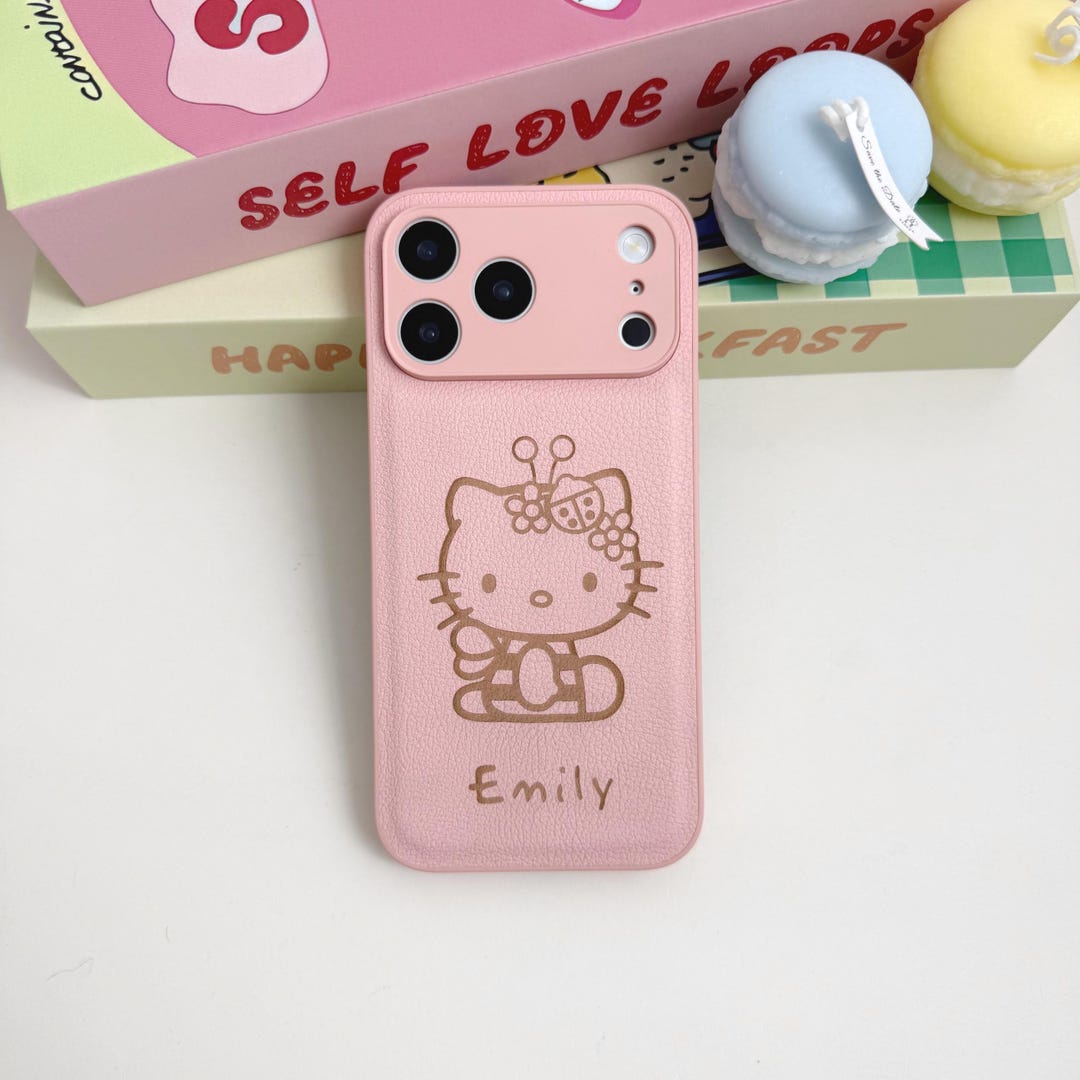 Personalized Custom Name Hello Kitty Engraving Leather Phone Case ...