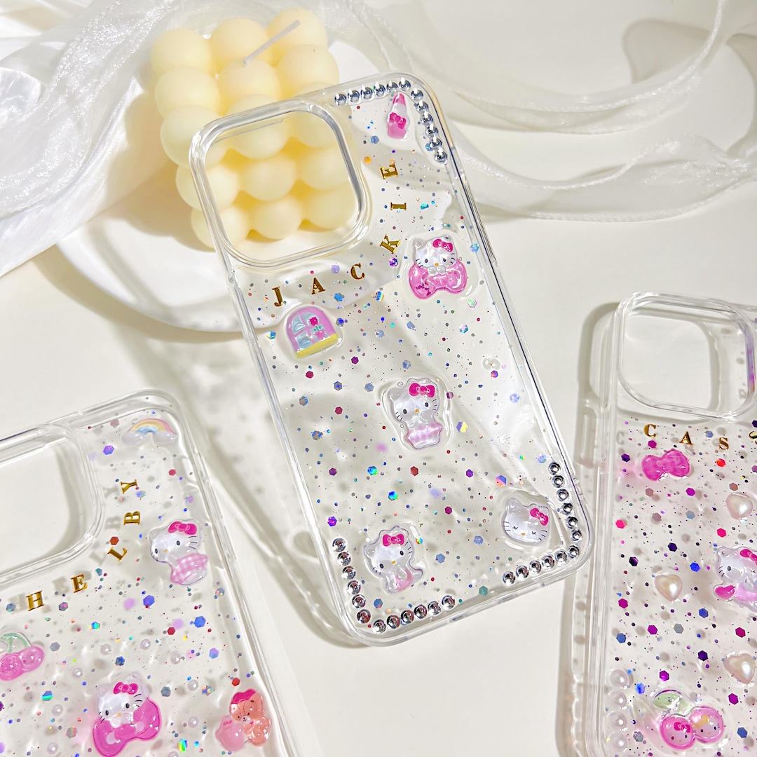 Handmade Pink Kitty Bling Phone Case: Custom Name iPhone & Galaxy - Etsy