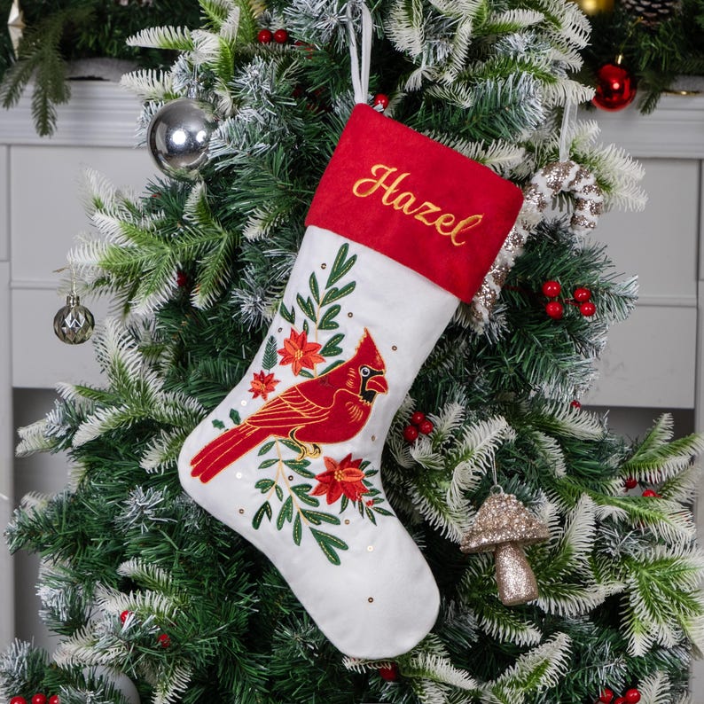 Christmas Stockings Personalized Velvet Family Stocking Embroidered ...