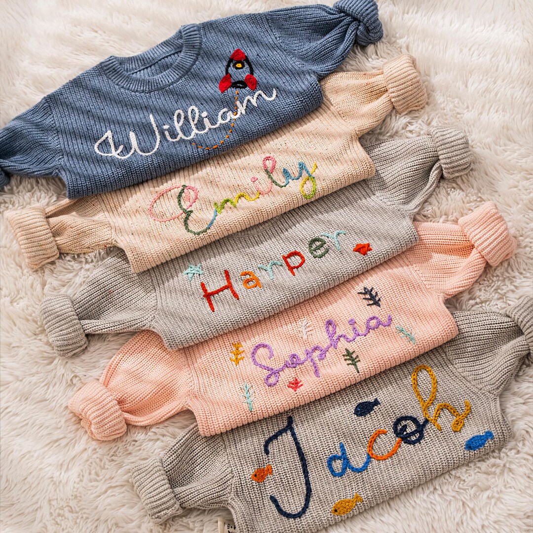 Personalized Baby Sweater Cotton Hand-embroidery Sweater Baby Name ...
