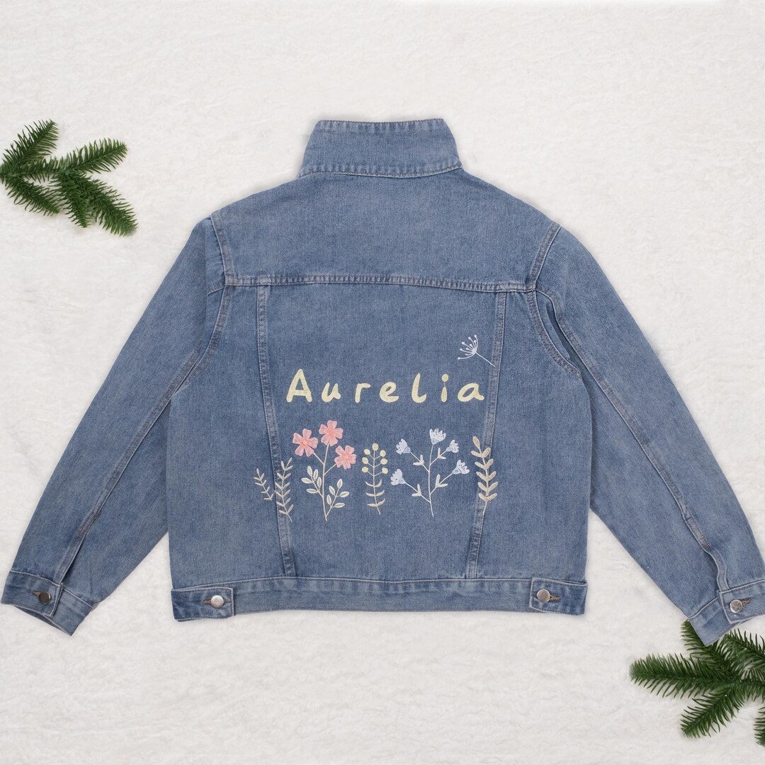 Bride Jean Jackets Personalized Embroidered Mrs Jackets With Flower ...