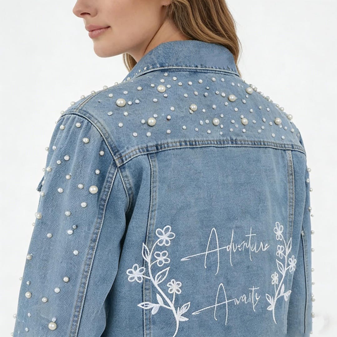 Personalized Mrs Jacket Bridal Denim Jacket Embroidered Flower Jacket ...