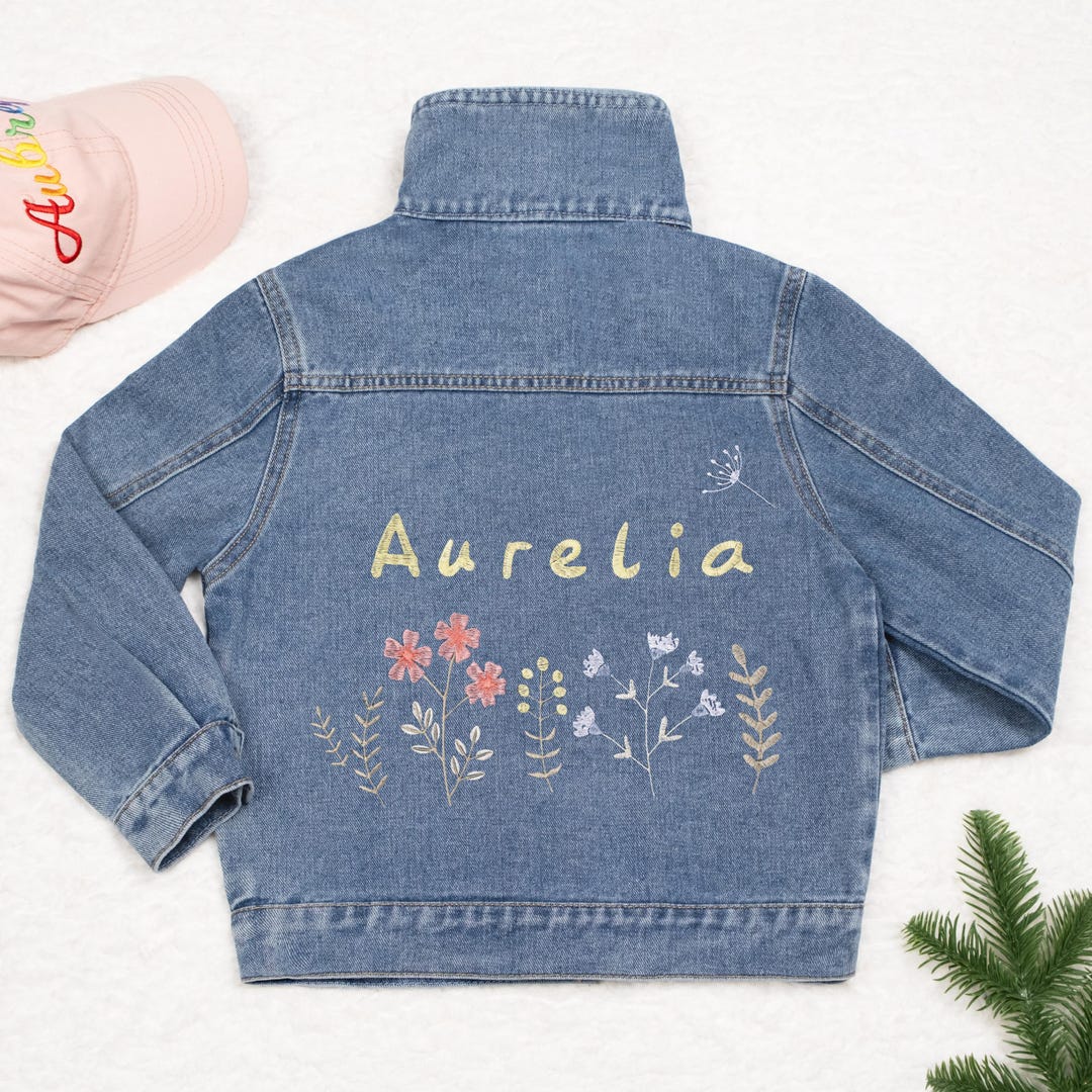 Personalized Jackets Girl Jean Jacket Embroidered Name Jacket With ...