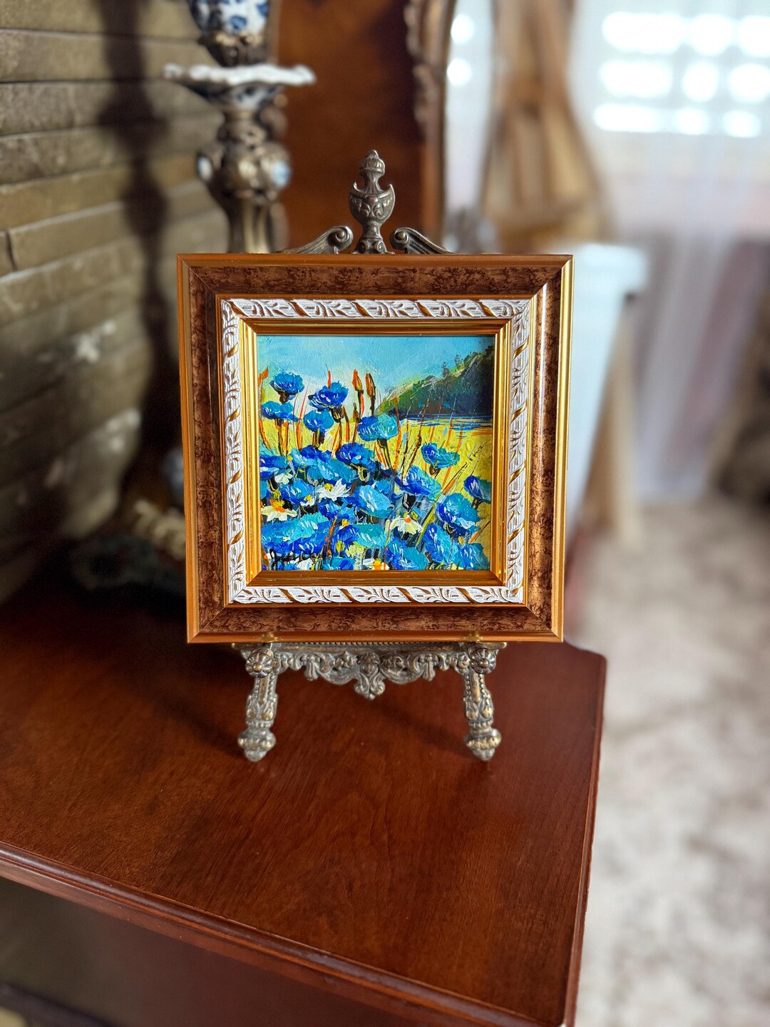 Miniature Original Oil Paintings – Cornflower Fields| Hand Made Sunny ...