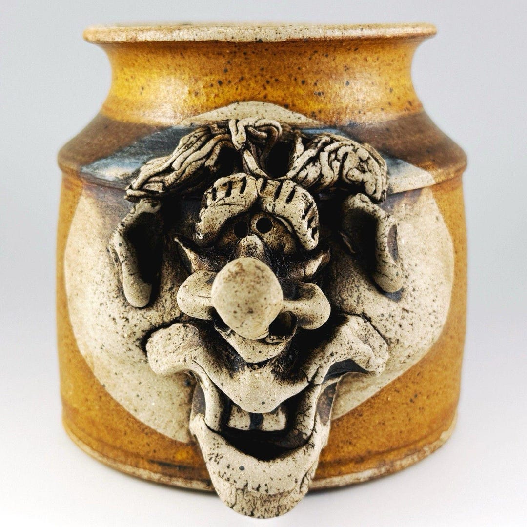 Ugly Face/funny Face Stoneware Pottery, Kitchen Storage Crock or ...