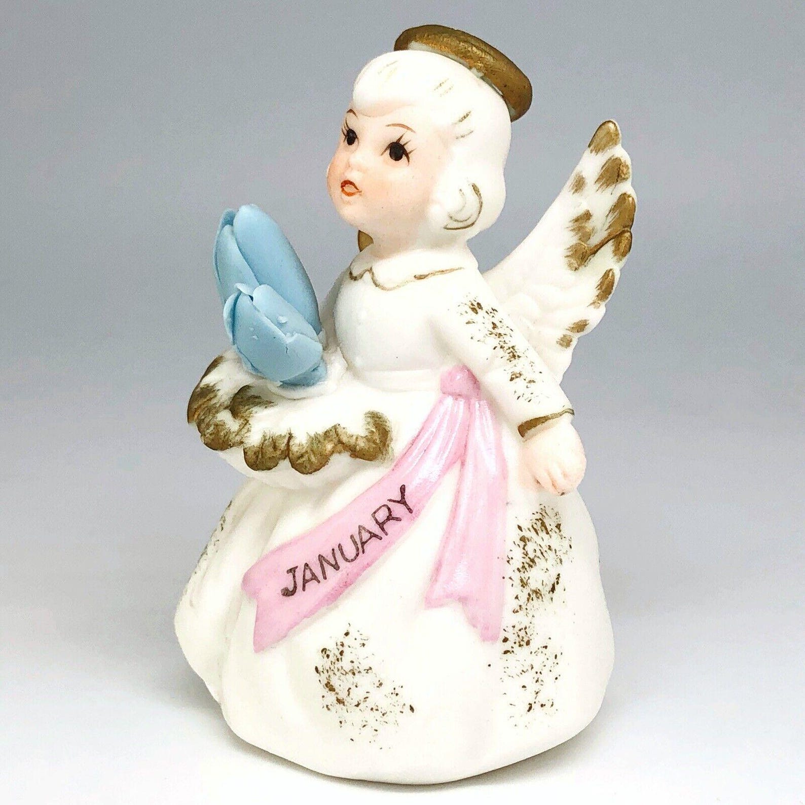Lefton January Birthday Angel of the Month Figurine, Hand Painted ...