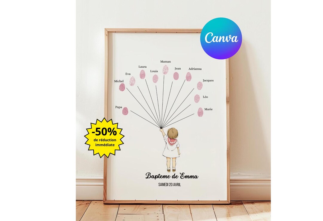 Canva Fingerprint Tree Poster - Baptism / Birthday - Children's Model ...
