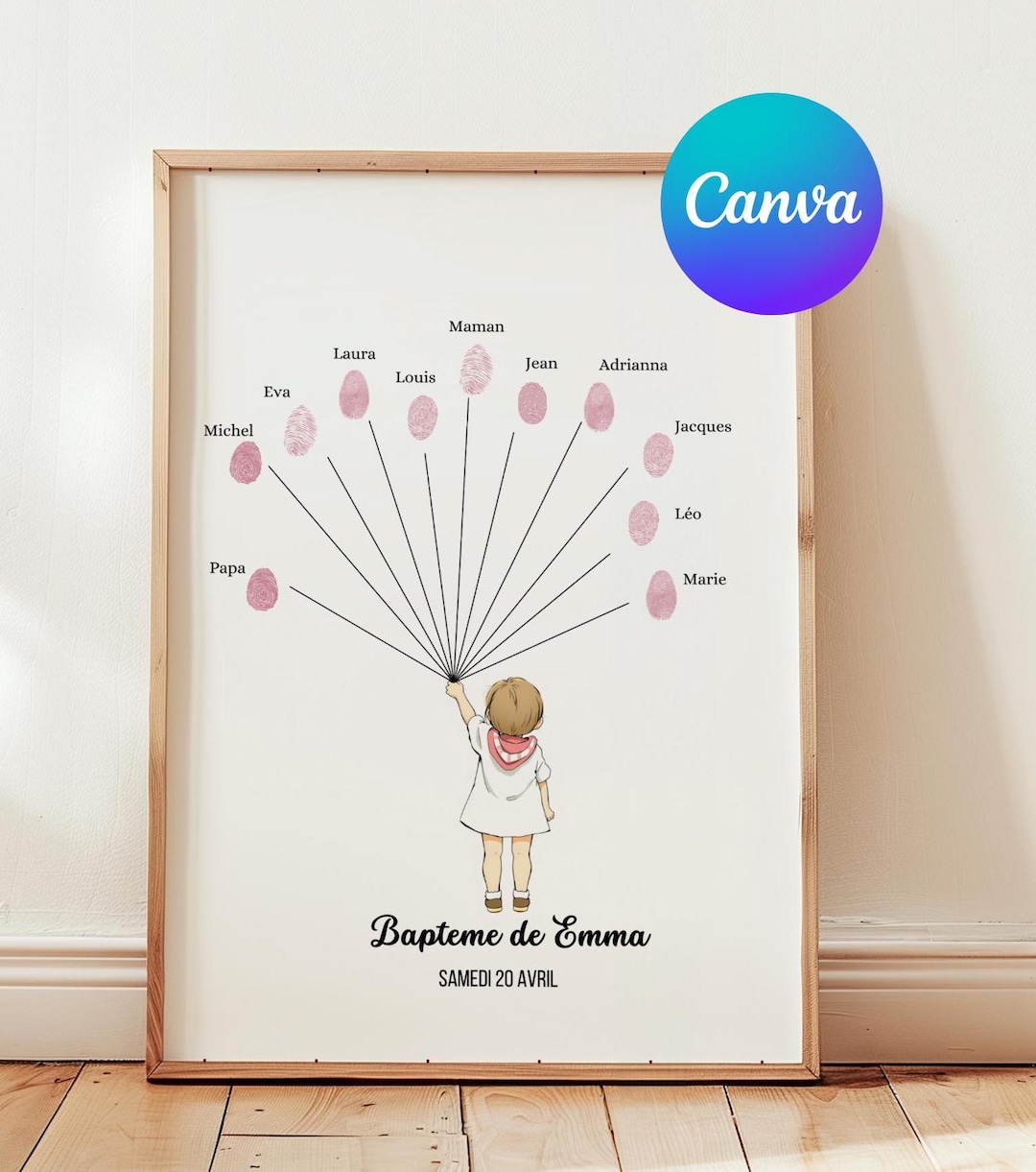 Canva Fingerprint Tree Poster - Baptism / Birthday - Children's Model ...