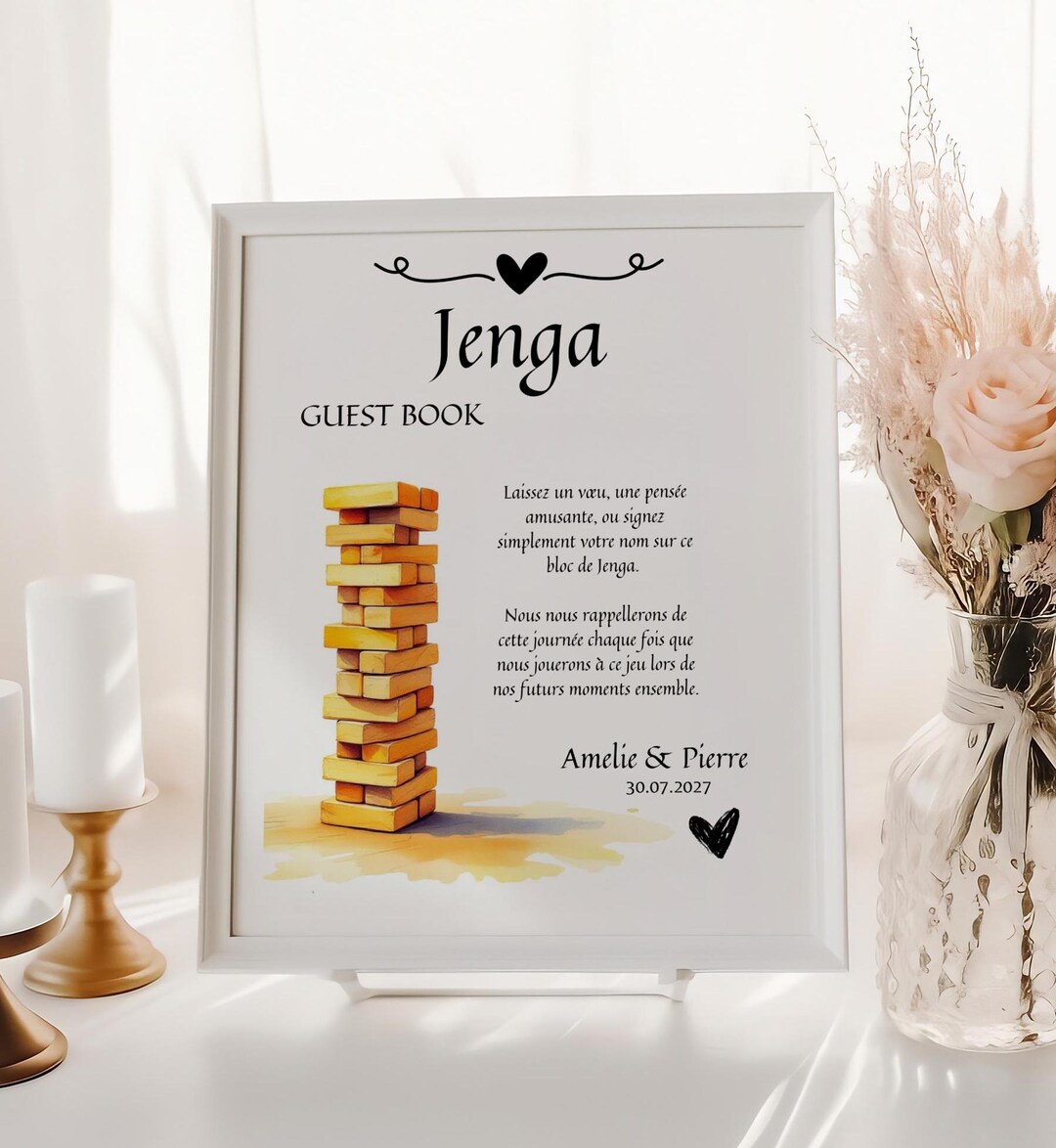 Wedding Game - Jenga - Jenga Guest Book Template, Wedding Reception ...