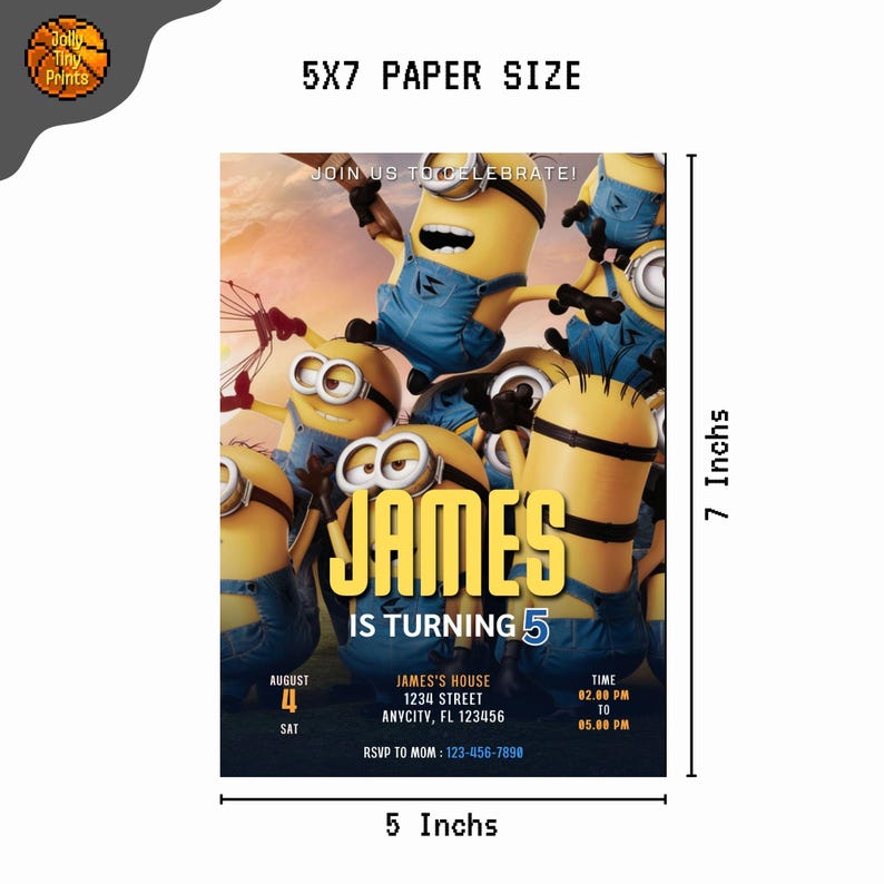 Editable Minion Kids Birthday Invitation - Fun Minion Themed Invite for ...