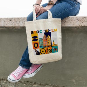 Stockholm Icons Illustration 100% Eco Cotton Shopping Tote Canvas Bag ...