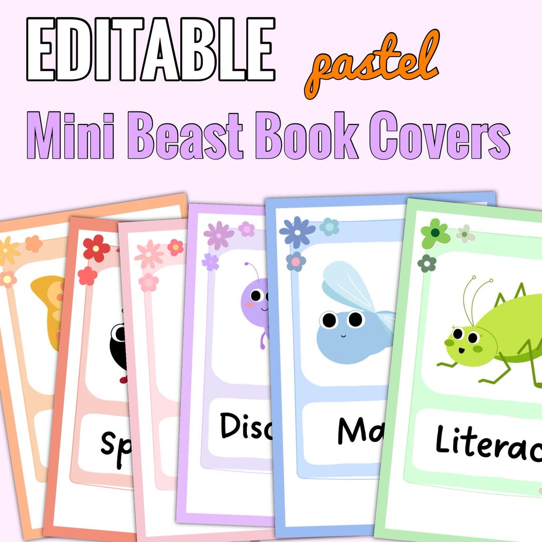 EDITABLE Pastel Mini Beast Book Covers / Garden Theme - Etsy
