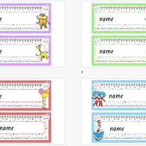 Dr Seuss EDITABLE Name Tags/ Desk Plates - Etsy