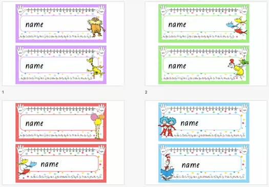 Dr Seuss EDITABLE Name Tags/ Desk Plates - Etsy