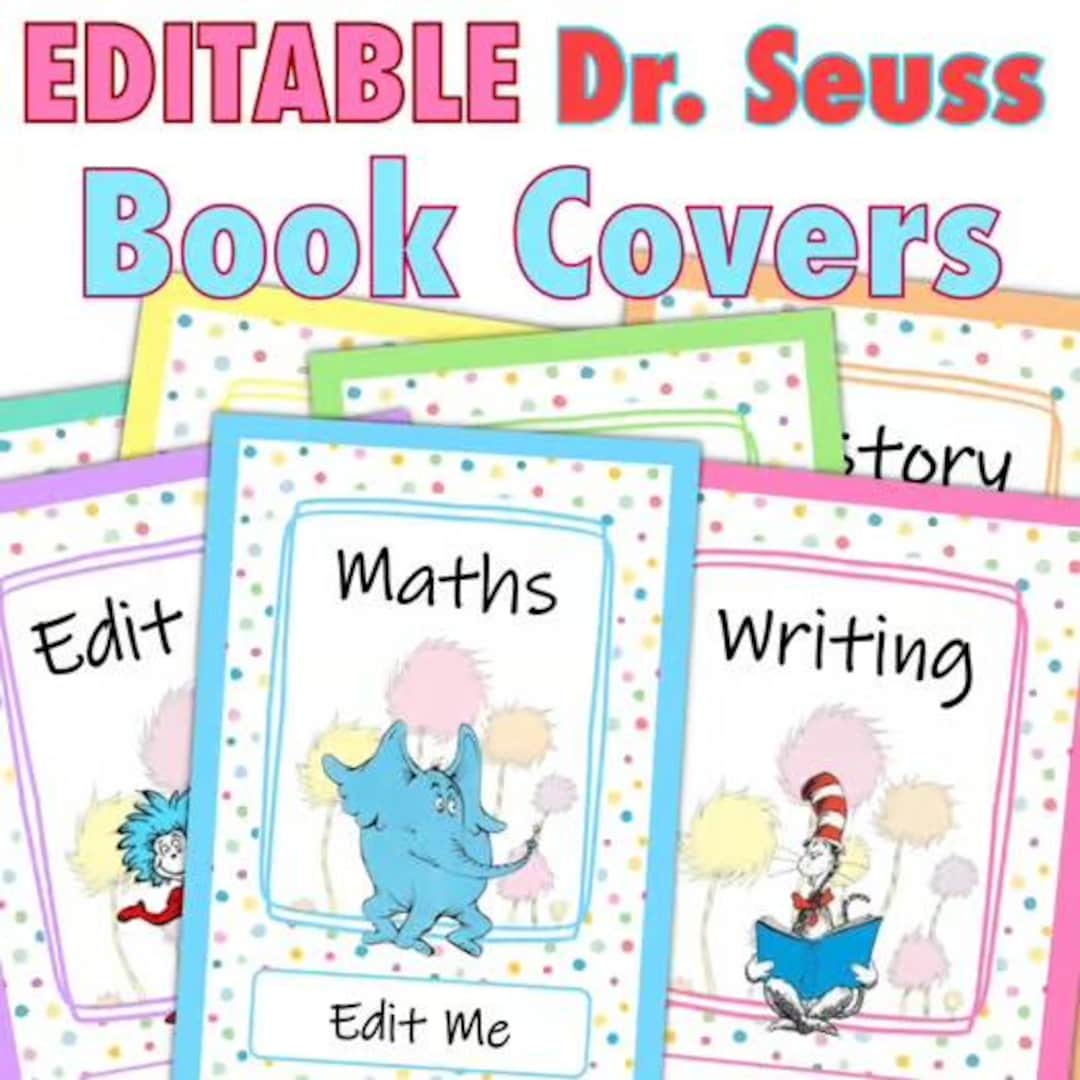 Dr Seuss EDITABLE Book Covers - Etsy