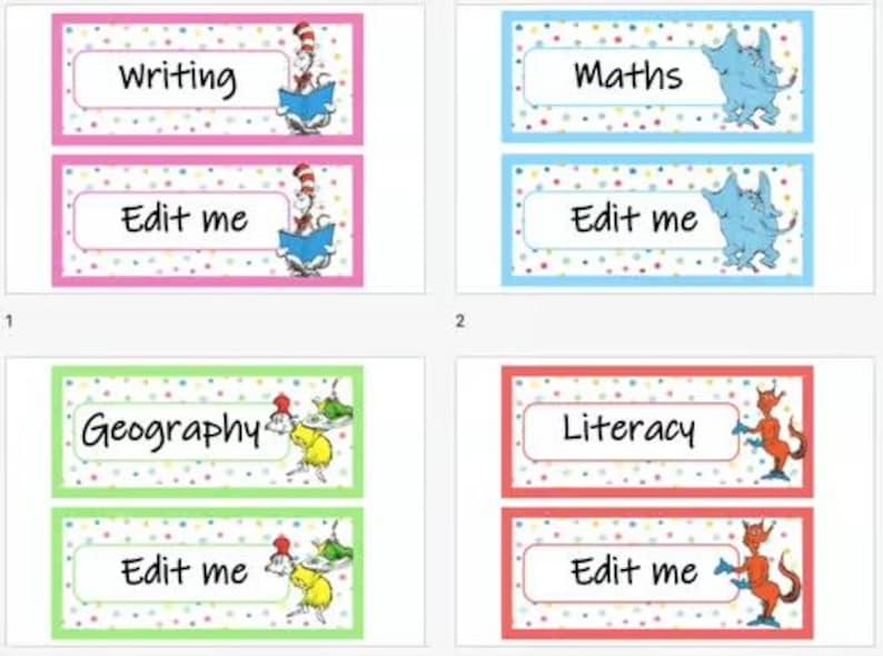 Dr Seuss EDITABLE Tub Labels - Etsy