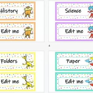 Dr Seuss EDITABLE Tub Labels - Etsy