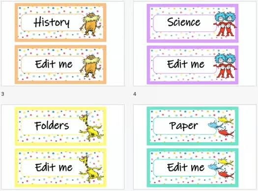 Dr Seuss EDITABLE Tub Labels - Etsy