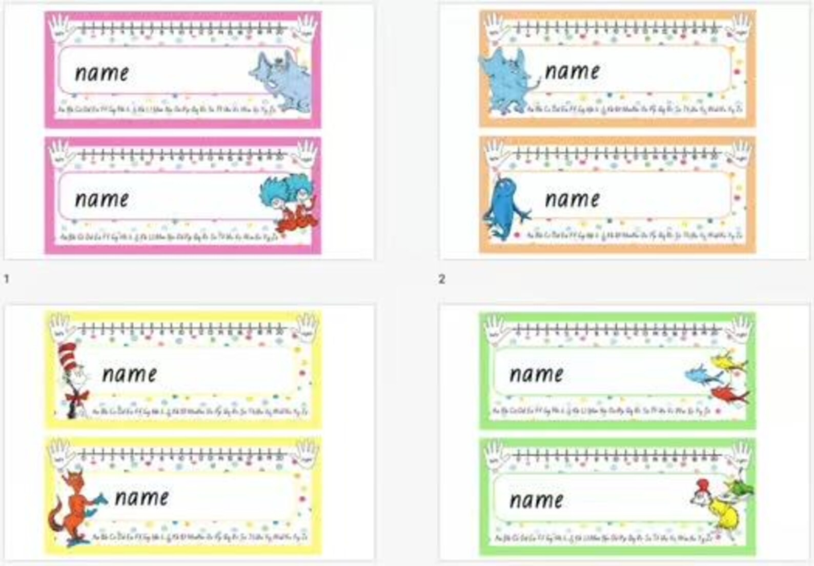 Dr Seuss EDITABLE Name Tags/ Desk Plates - Etsy