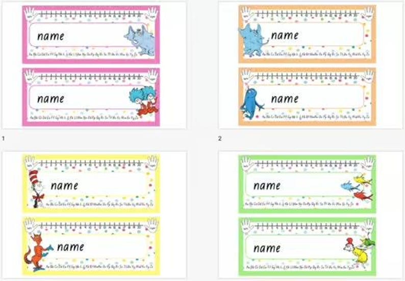 Dr Seuss EDITABLE Name Tags/ Desk Plates - Etsy