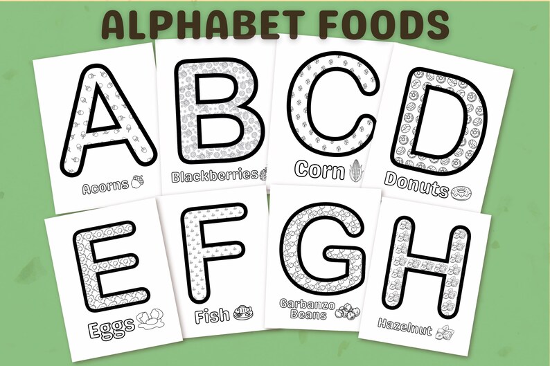 Alphabet Foods Coloring Pages, Alphabet Coloring Book, ABC Foods ...