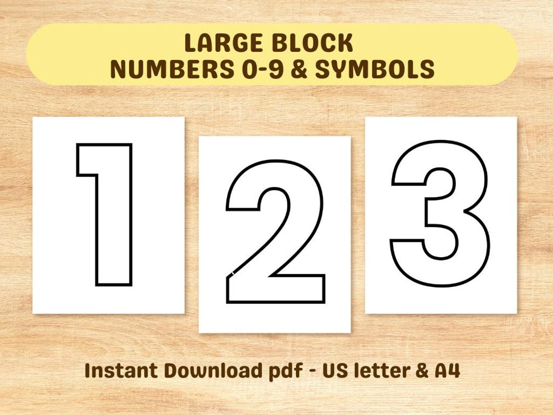 Large Printable Block Numbers, Large Block Numbers and Symbols ...