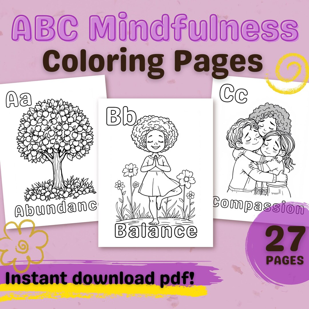 Mindful Alphabet Coloring Pages, Alphabet Coloring Book, Unique ...