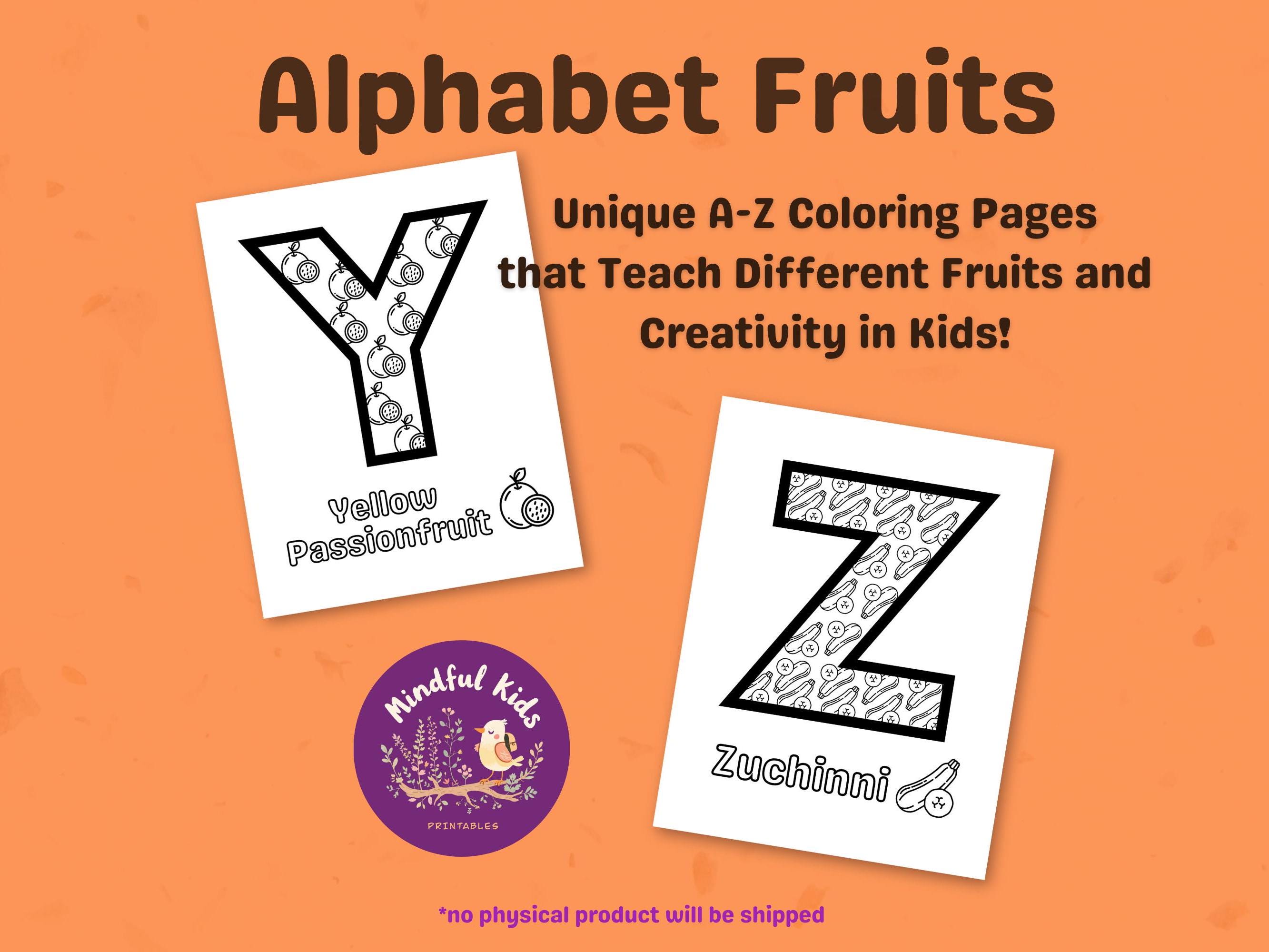 Alphabet Fruits Coloring Pages, Alphabet Coloring Book, ABC Fruits ...