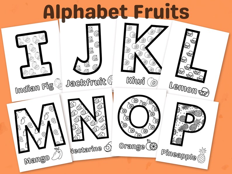 Alphabet Fruits Coloring Pages, Alphabet Coloring Book, ABC Fruits ...