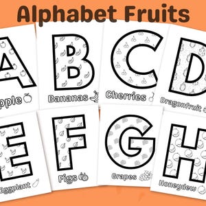 Alphabet Fruits Coloring Pages, Alphabet Coloring Book, ABC Fruits ...