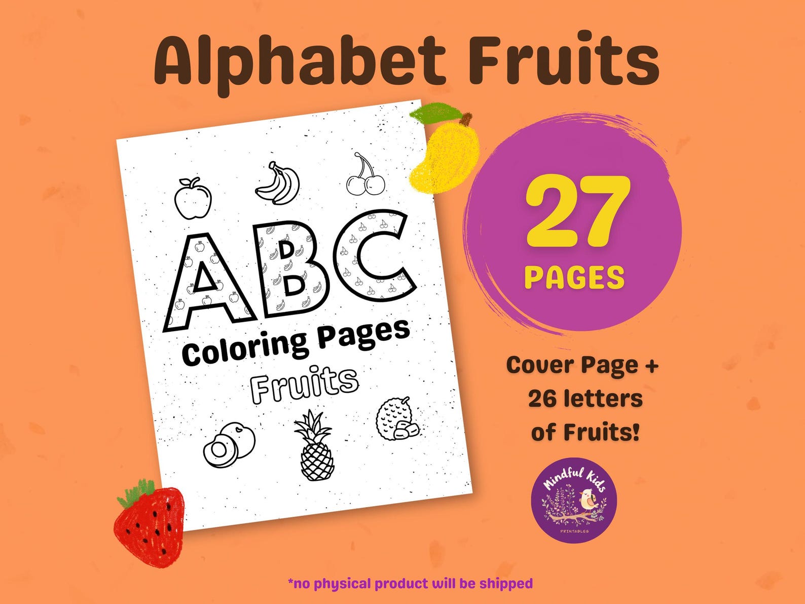 Alphabet Fruits Coloring Pages, Alphabet Coloring Book, ABC Fruits ...