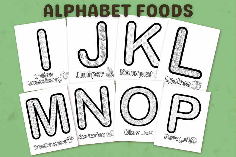 Alphabet Foods Coloring Pages, Alphabet Coloring Book, ABC Foods ...