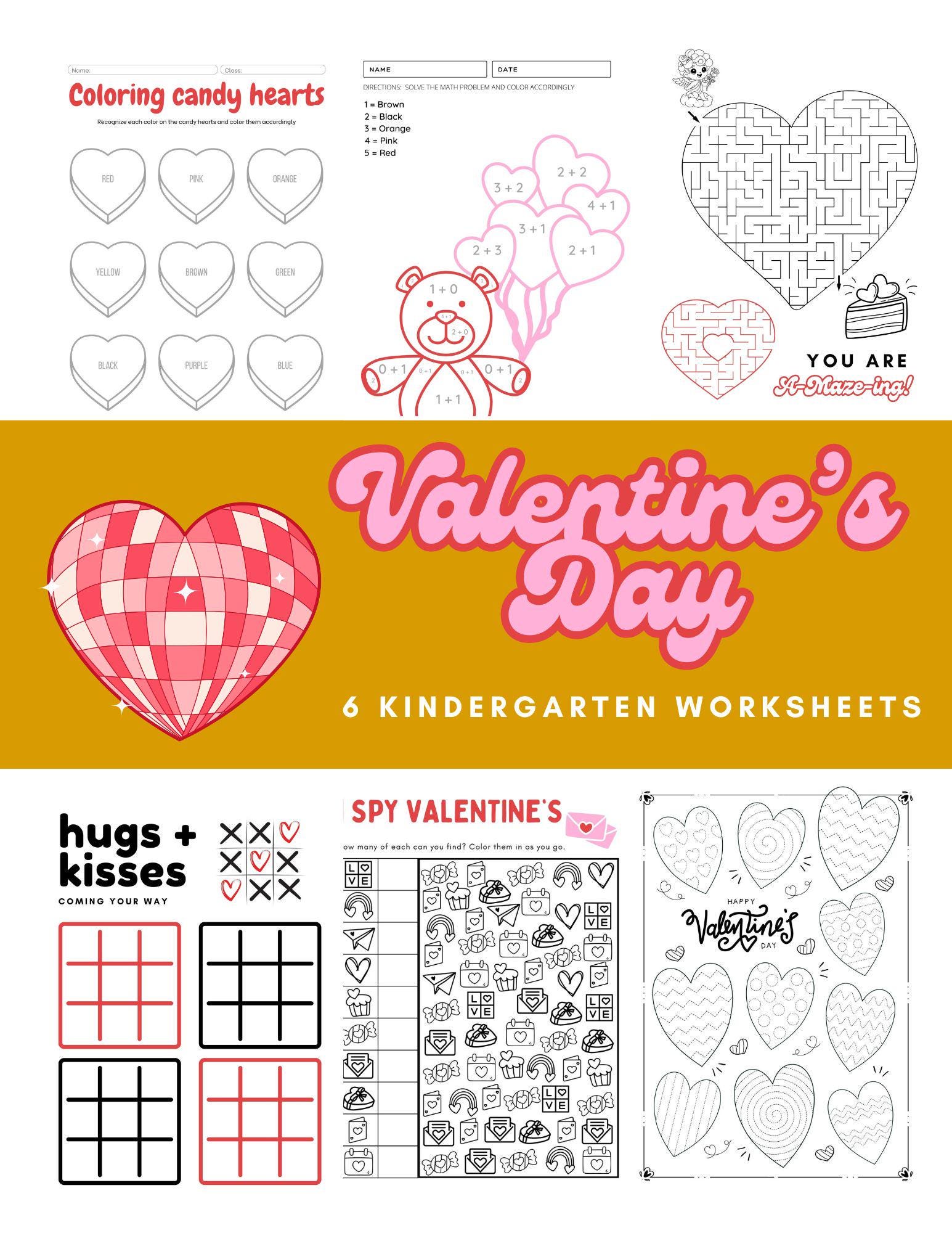 Valentine's Day Worksheets- Preschool or Kindergarten - Printable ...
