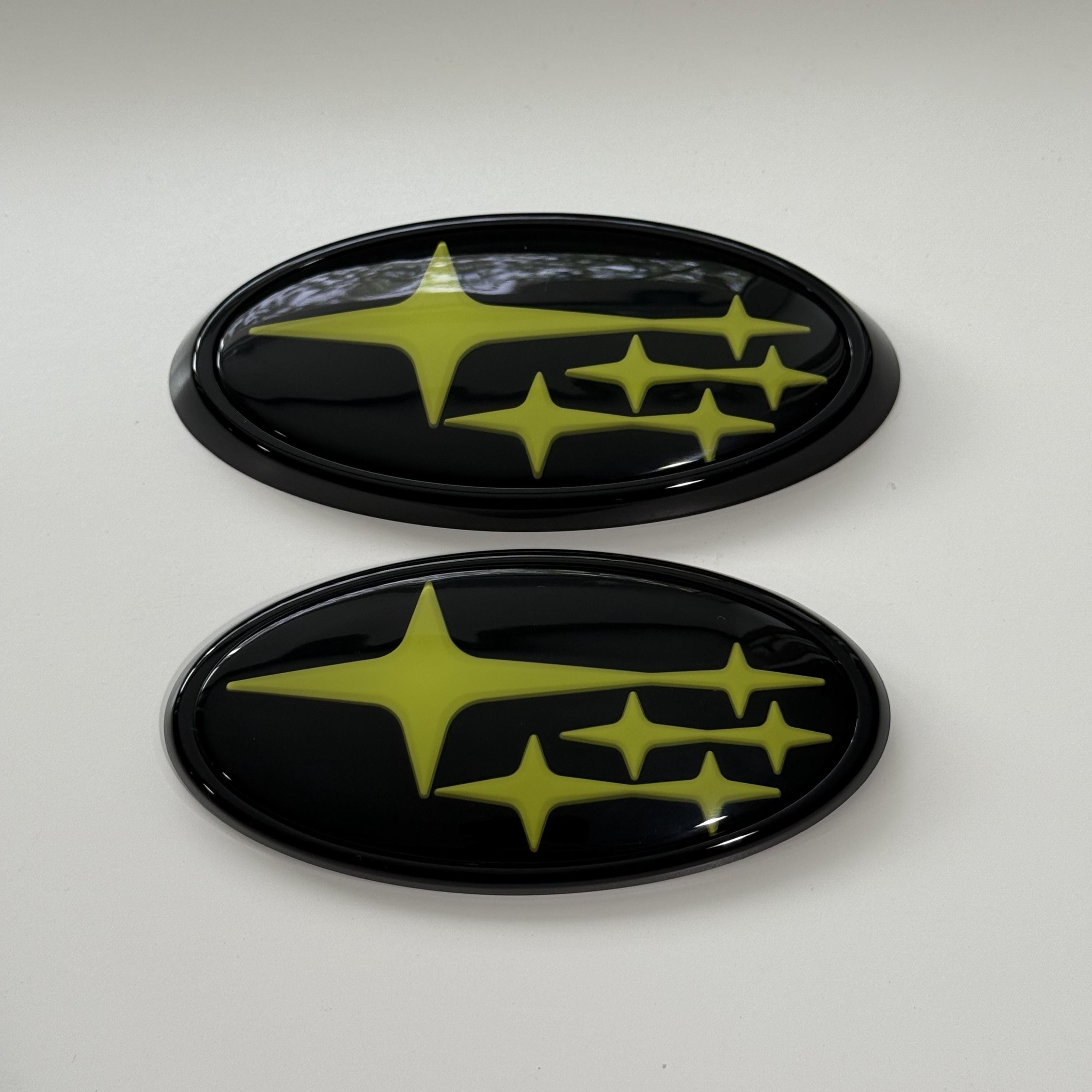 WRX / STI Front and Rear Badges (black With Neon Green Stars) - Etsy
