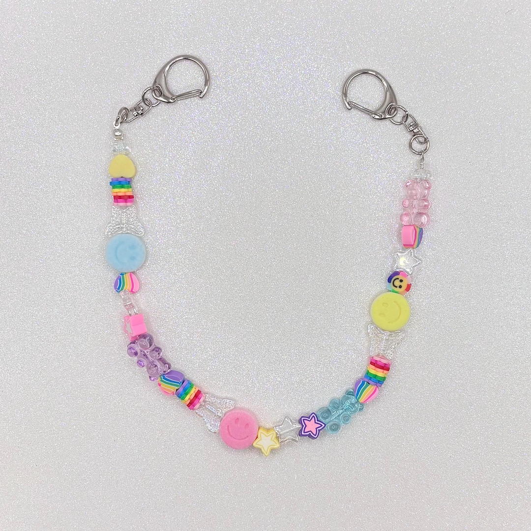 Beaded Bag Chain Colorful Pastel Y2K Bag Charm Accessory Gift for Her ...