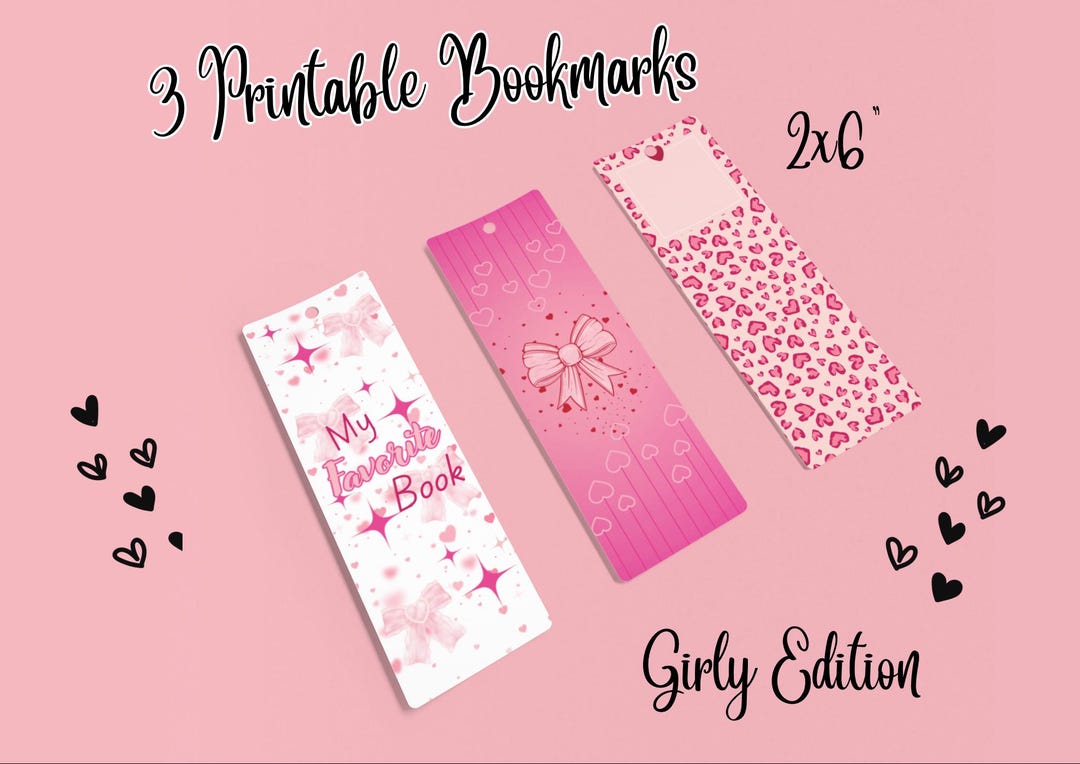 Printable Bookmarks, Cute Bookmarks, Girly Bookmarks, Book Reader Gifts ...