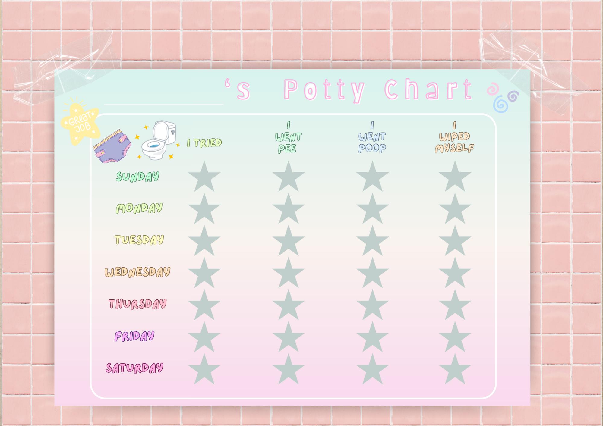 Potty Training Chart, Reward Chart, Toddler Potty Chart, Girls Potty ...